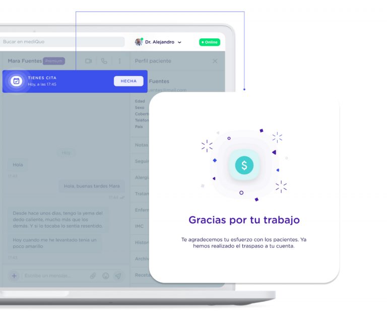 Cobra por tus consultas desde la web o app para profesionales - mediQuo